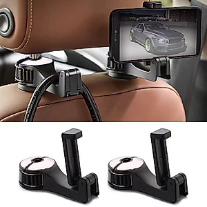 chevrom 2 Pack Car 360° Rotation Car Hook,Multifunctional Car Back Seat headrest Phone Holder,adjustable Car Seat Storage Organizer Hanger Holder Hook for Bag Purse Cloth Grocery (Silver)