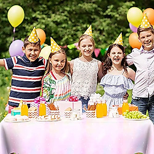 Pastel Rainbow Tablecloths 2 PCS Disposable Rainbow Tablecloth Waterproof Plastic Table Cloths for Rectangle Tables, Birthday Decoration Party Supplies for Birthday Wedding Pink Theme Party 108" x 54"