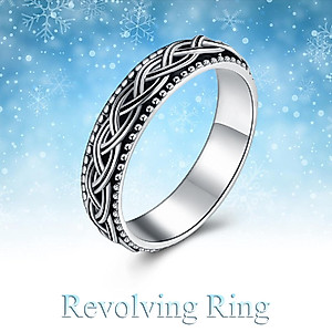 YAFEINI Fidget Ring Sterling Silver Celtic Spinner Ring for Women Celtic Knot Spining Ring Celtic Irish Jewelry Gifts for Men