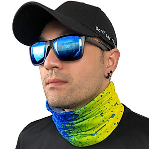 Fishing Mask - Camo Neck Gaiter Face Mask for Men & Women - Sun Protection Face Cover - Bandana, Scarf (Mahi Mahi)