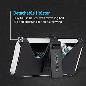 Pelican Voyager - Samsung Galaxy S23 Case [6.1"] [18FT MIL-STD Drop Protection] [Wireless Charging] Phone Case for Samsung Galaxy S23 w/Belt Clip Holster Phone Stand - Anti Yellowing - Clear