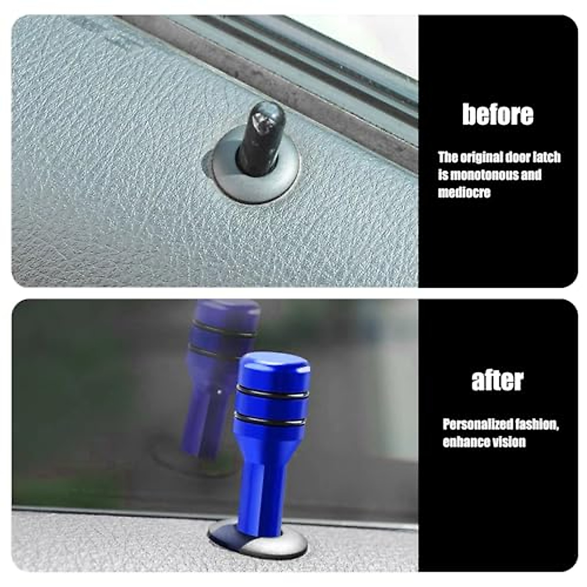 Hawyet 4 PCS Car Door Lift Bolt, 1.93" Safety Door Metal Lock Knob Pull Pin Replacement, Simple Personalized Door Lock Status Button Cover, Universal Interior Accessories for Most Cars (Blue)
