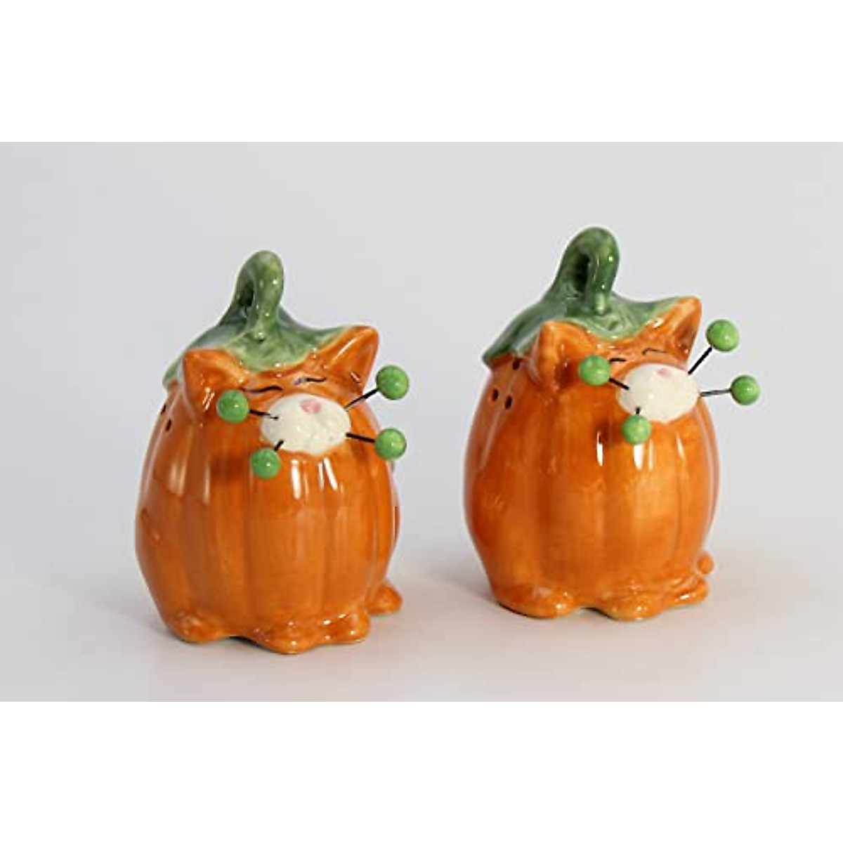 Fine Ceramic Whisker Cat Salt & Pepper Shakers Set by Amy Lacombe, 2-7/8" H