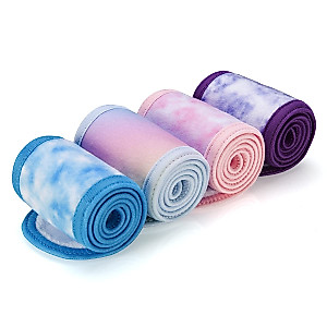 Denfany Spa Facial Headband 4 Pack Ultra Soft Adjustable Terry Cloth Skincare Headband for Face Washing, Shower, Facial Mask, Yoga