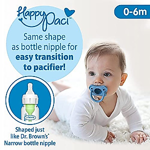 Dr. Brown’s Anti-Colic Options+ Baby Bottles 8 oz, Level 1 Nipple, 4 Pack, Blue Nature, 0m+ with Sterilizer, Bottle Brush, and HappyPaci Pacifier 0-6m, Blue Gift Set
