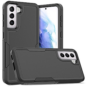 for Samsung Galaxy S21 Case: Dual Layer Protective Heavy Duty Cell Phone Cover Shockproof Rugged with Screen Protector - Military Protection Bumper Tough - Samsung Galaxy S21 5G 2021, 6.2 inch, Black