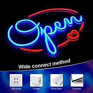FITNATE Open Sign for Business, 16"x 12" Brightness Adjustable Neon Open Sign USB Powered Ultra Bright Led Light Sign for Window Bar Store Party Decor