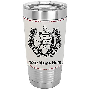 LaserGram 20oz Vacuum Insulated Tumbler Mug, Flag of Guatemala, Personalized Engraving Included (Faux Leather, Baseball Style)