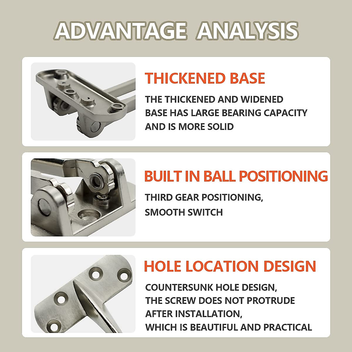 SANATO Door Lock Swing Bar Door Guard 2-1/2" High Security for Home, 3 Pack (Brushed Nickel US15)