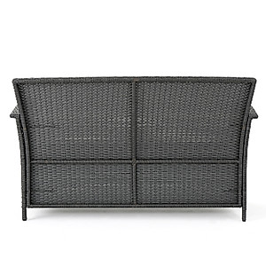Christopher Knight Home Louisa Outdoor Wicker Loveseat, Silver, Gray/Light Gray