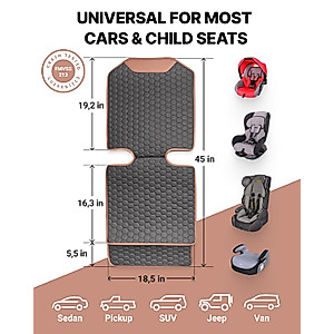 Owleys Premium Leather Car Seat Protector for Child Car Seat Cover from Dirt Scratches - Infant Car Seat Protector for Back Seat/Front Booster Seat Protector Under Baby Car Seat Waterproof 1pc Hexy