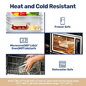 YSSOA Food Meal Prep Containers with Exclusive Glass Lids, Glass Storage Containers with Lids, BPA-Free, Glass Lunch Boxes for Lunch, Pantry Organizers and Storage, Freezer to Oven Safe, Leak Proof