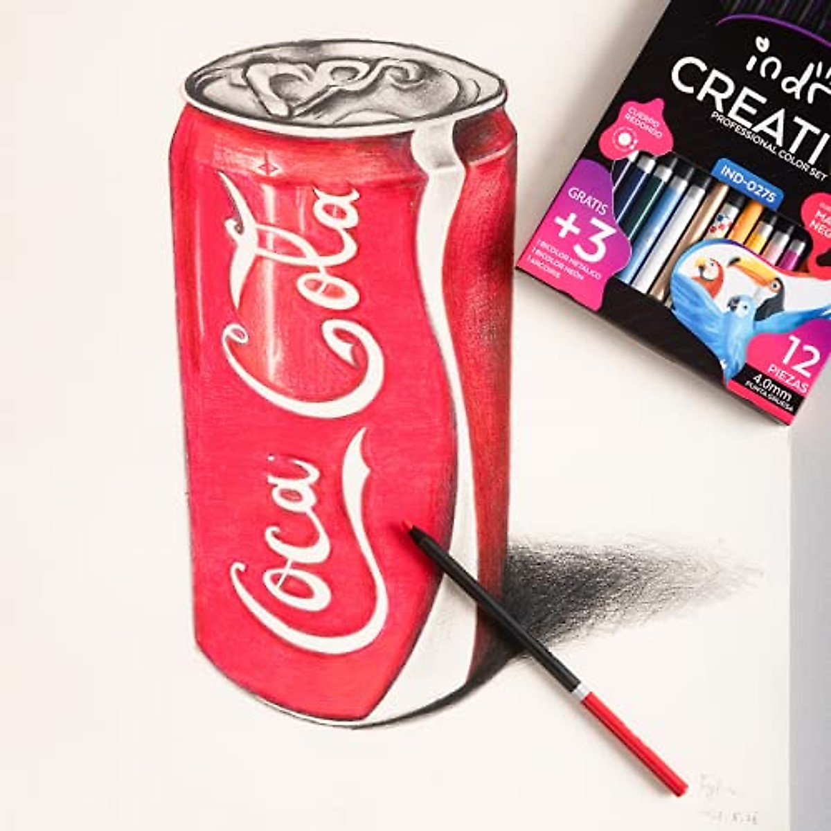 Indra Professional Colored Pencils Set, 12+3 Colored Art Drawing Pencils for Adults Kids Students Teachers Coloring Drawing Sketching Crafting