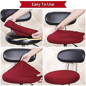 Tatuo Round Bar Stool Seat Covers Washable Stool Cushion Slipcover Elastic Bar Chair Covers for 14-17 Inch Chair (Red, 4 Pieces)