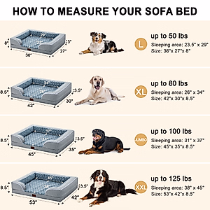 Casa Paw Orthopedic Dog Beds for Large Dogs, Waterproof Memory Foam Large Sized Dog Bed with Sides, Non-Slip Bottom and Egg-Crate Foam Big Dog Bed with Removable Washable Cover(Large,Light Grey)