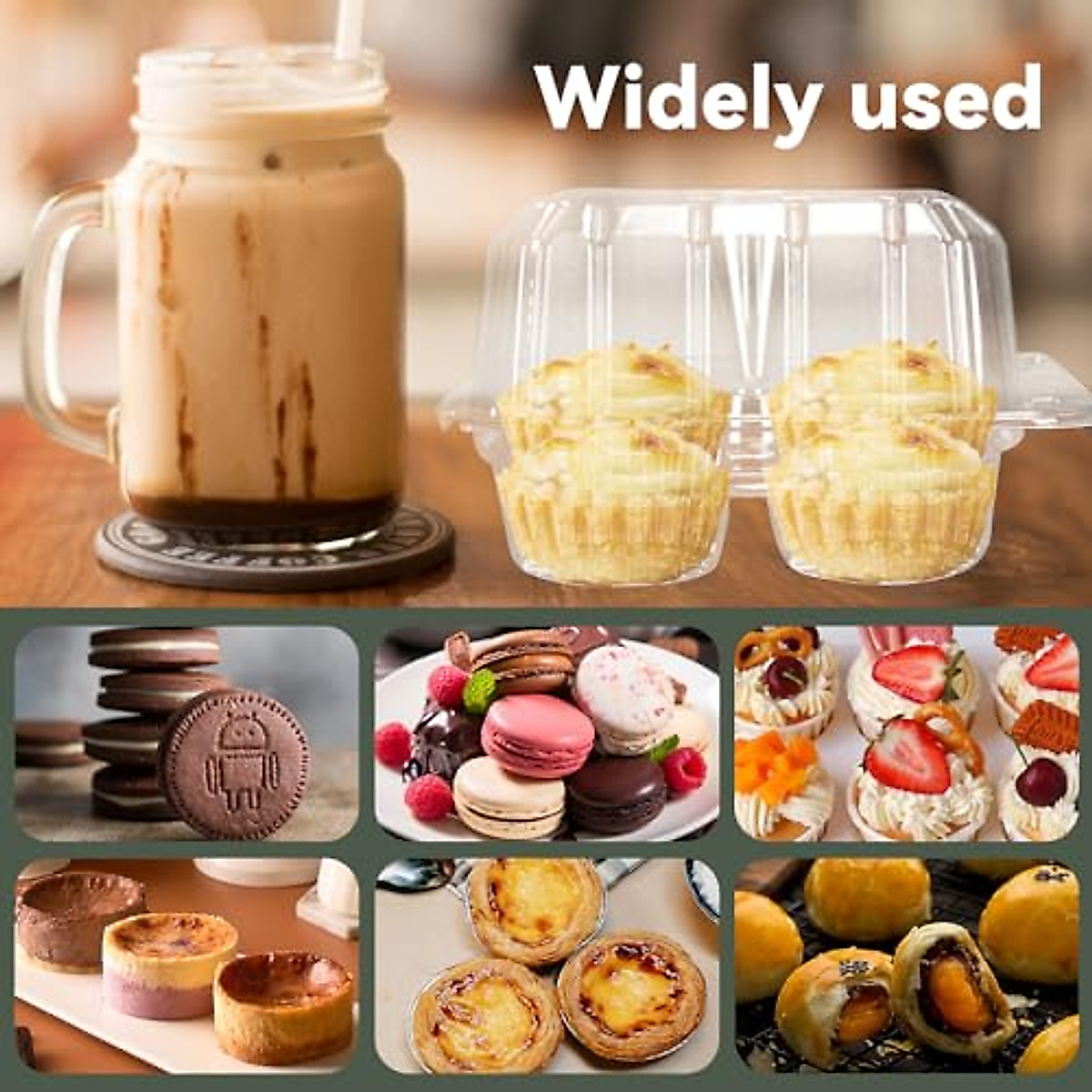 GothaBach 20 Pack 4-Compartment Clear Plastic Cupcake Boxes, 4-Cavity Cupcake Holders, Clear Cupcake Containers