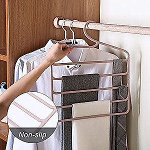 IULJH 5 Layers Hanger Multifunctional Pants Hangers Trousers Wardrobe Closet Organizer Storage Holder Space Saver Rack Clothes Hangers ( Color : Black )