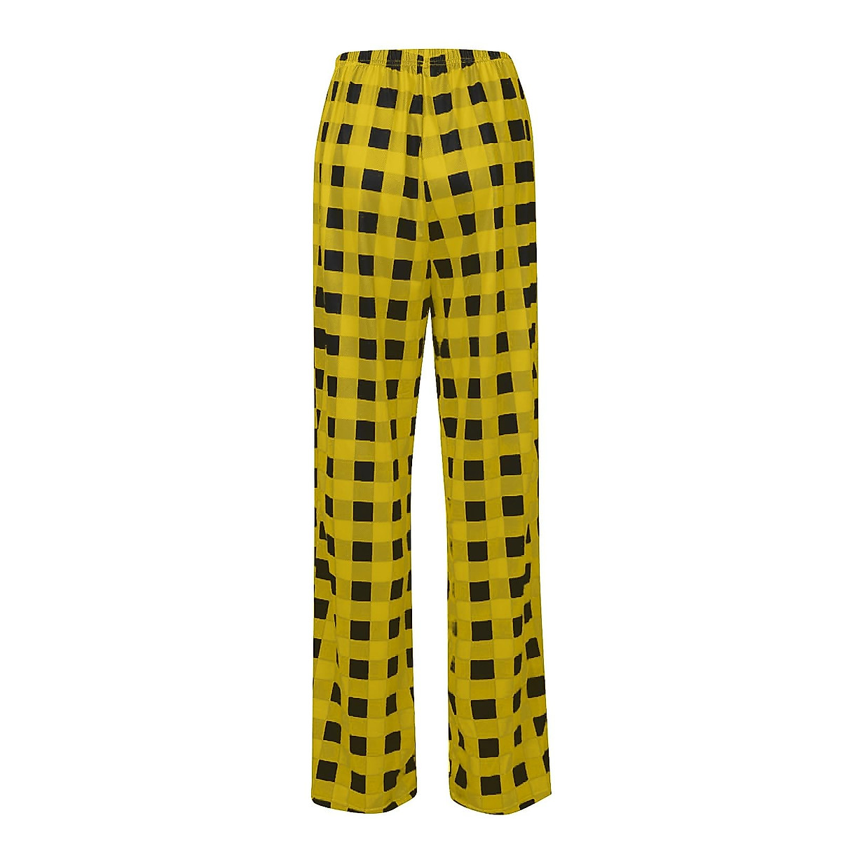 Yellow XL Wide Leg Cotton Pants for Women with Pockets Baggy Boho Pants Elastic Waistband Soft Pajamas Fall Winter Bufflo Plaid Women's Leggings Plus Size Fall Boho Flower Bottoms