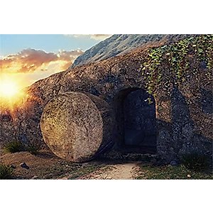 Leowefowa 10x8ft Resurrection of Jesus Backdrop Sunrise Jesus Tomb Remote Holy Light Vinyl Easter Background Rebirth of Jesus Bible Story Church Sanctuary Decor Christian Backdrop Church Mural