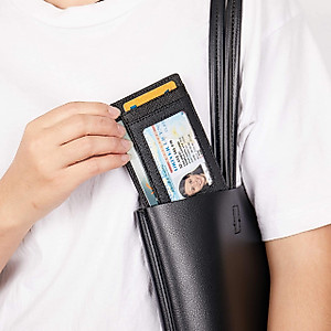 Slim RFID Blocking Credit Card Holder Minimalist Leather Front Pocket Small Wallet for Women Men