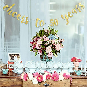 Cheers To 50 Years Banner - 50th Birthday Banner,50th birthday decorations,50th banner