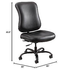 Safco Products 3592BL Optimus Big and Tall Swivel Desk Task Office Chair, Black Vinyl Seat, Wheels, 25" W x 25" D x 45.5" H, 400 lbs. Weight Capacity, Great for Home Office