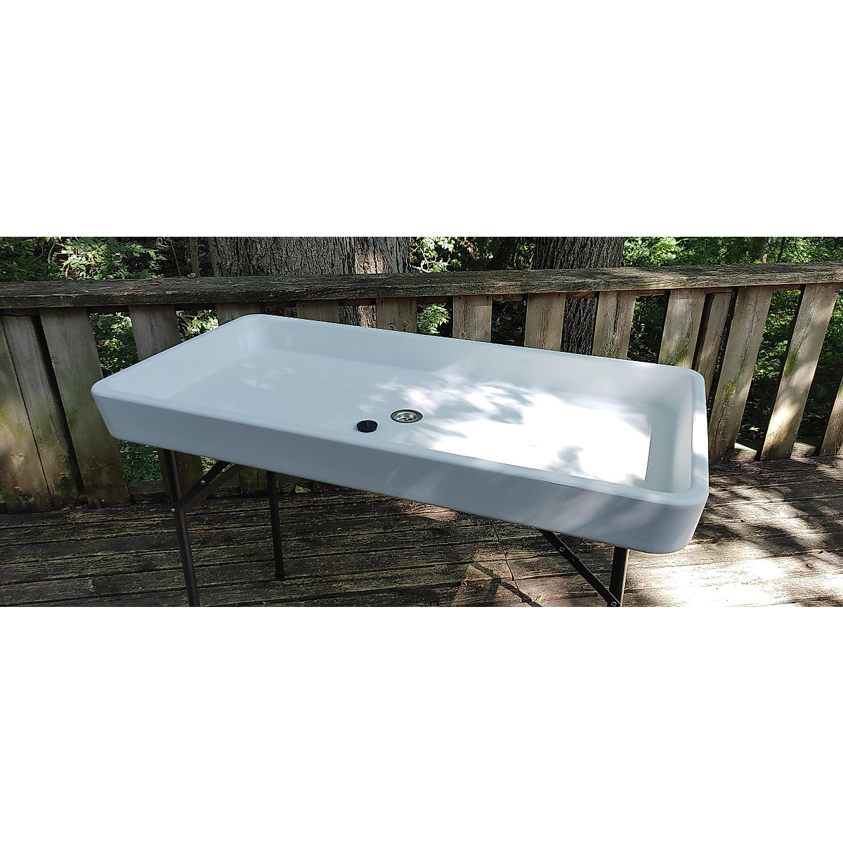 Old Cedar Outfitters Fill and Chill Ice Cooler Folding Table with Large Sink and Drain for Cleaning Fish and Game and Keeping Fish and Food Cold for Parties, Camping and Cleaning