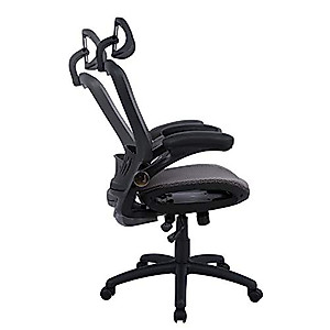 Amazon Basics Adjustable High-Back Mesh Chair with Flip-up Arms and Head Rest – Grey