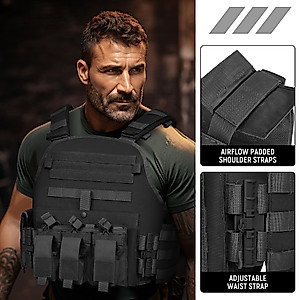 GFIRE Tactical Vest - Airsoft Lightweight Modular 3D Breathable Quick Release Vest, Adjustable Tactical Gear for Training