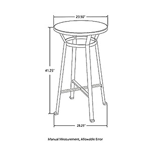glitzhome 41.25" H Black Steel Round Bar Table with Soild Elm Wood Top Dining Room Pub Table Furniture