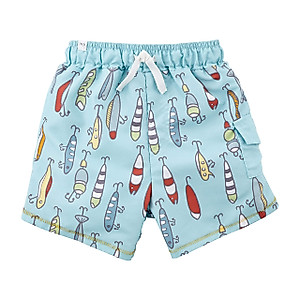 Mud Pie baby boys Fishing Lure ANIMAL SWIM TRUNKS, Fish, 2-3T US