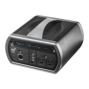 NrgGo Portable Power Station, 505Wh Outdoor Solar Generator Lithium Battery Pack (Solar Panel Separate) with 2x 110V/500W AC Outlet, Digital Display, 2x USB-2.0, USB-C, Car Port for Road Trip Camping, Outdoor Adventure, Disaster Preparedness