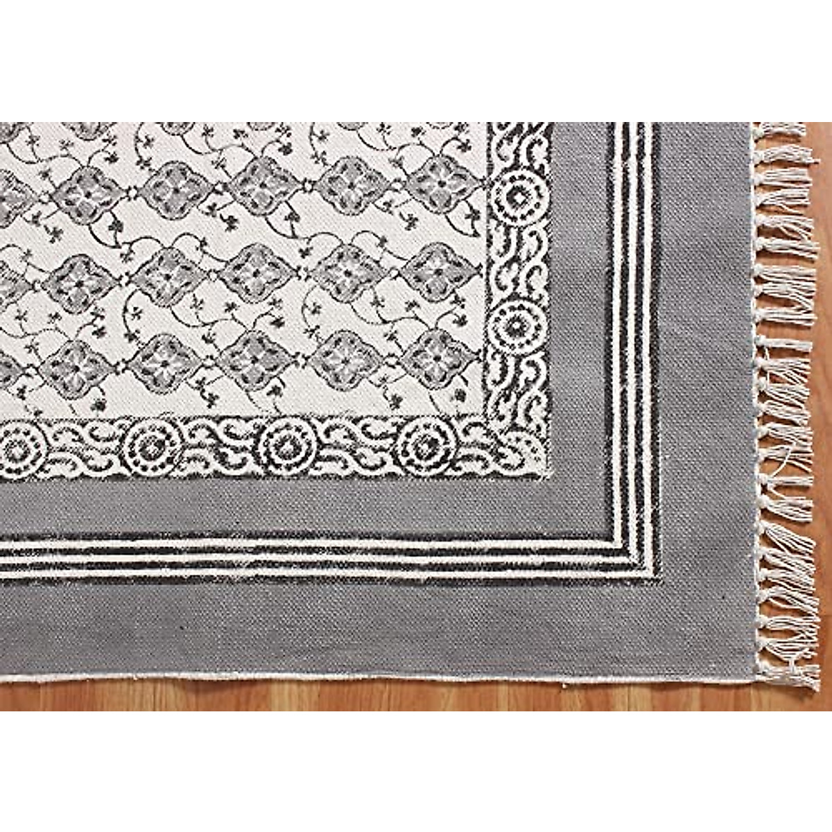 Boho Bathroom Rug Handmade Washable Cotton Hallway Rugs with Tassels Farmhouse Woven Throw Rug Boho Area Rug for Laundry Room/Entryway/Corridor 300x480 cm (10x16 Feet)