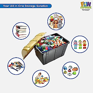 Fun Express Large Kids Treasure Chest Box - Fun Plastic Storage Bin for Toys, Rewards and Stuffed Animals Multi-Purpose Kids Treasure Box and Ultimate Toy Organizer