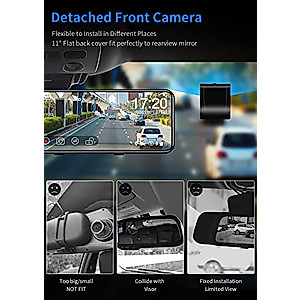 JOMISE Mirror Dash Cam with Detached Dual Camera,11" Full HD 1080P Front and Rear View Mirror Camera,Back up Cameras for Cars and Trucks,Night Vision,Parking Monitor, Free 32GB Card & GPS T860S