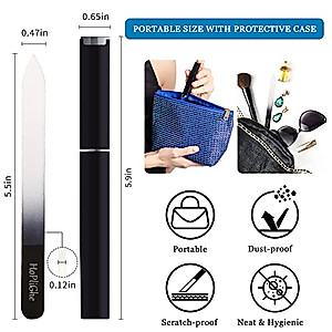 HoPliGhe Crystal Glass Nail File, Double Sided Nail Art Files for Natural Nails and Acrylic Nails Professional Manicue Tools and Supplies for Nail Care, Whashable Lifetime Nail Filer