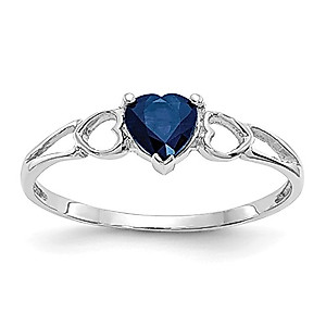 IceCarats 14K White Gold Blue Sapphire Heart Love Ring Gemstone Band September Birthstone Jewelry Size 6