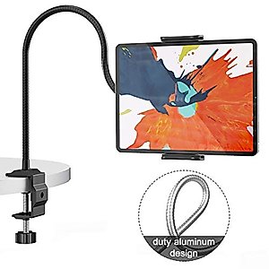 Klsniur Tablet Stand Holder, Adjustable Height Tablet & Phone Stand for Desk, 360° Rotating Aluminum Metal Tablet Stand Mount Compatible for iPad Pro Air Mini, iPhone, Samsung, Kindle (4.7"-12.9")