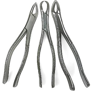 DEXA DENTAL Heavy Duty Dental Extracting Forceps # 150# 151# 23, Apical Forceps, Cowhorn Forceps, Lower Molars, Atraumair - 3 Pcs