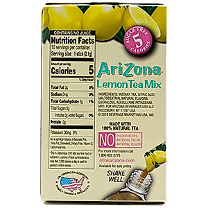 Arizona Lemon Iced Tea Stix Sugar Free, 10Countper Box (Pack of 6), Low Calorie Single Serving Drink Powder Packets, Just Add Water for a Deliciously Refreshing Iced Tea Beverage