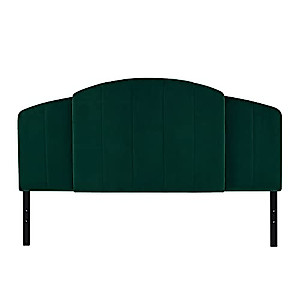 Ball&Cast Bed Headboard Velvet Upholsted Curved Top Design Full/Queen/King Size 3 in 1,Heights from 37 to 49 inch Adjustable Emerald Green Set of 1