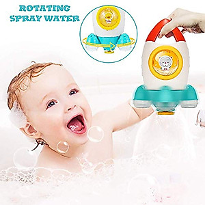 Baby Bath Toy, Spray Water Bathtub Toy, Space Rocket Fountain Shower Toys, Fun Bath Time Tub Toy,Gift for 18 Months,2,3 Year Olds Infants Toddlers Boys Girls Kids Children