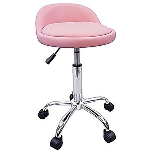 DevLon NorthWest Salon Stool with Back Rest Saddle Hydraulic Spa Stool (LIGHT PINK)