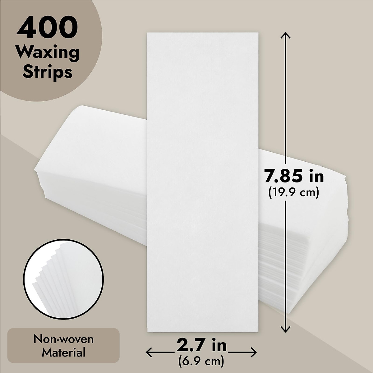 Juvale 400-Pack Wax Strips for Body and Facial Hair Removal - Non-Woven Depilatory Paper Sheets, Customizable Size, Smooth Surface, and Disposable (7.85x2.7 in)