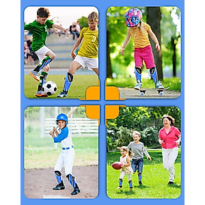 BROTOU Shin Guards Soccer Youth, Soccer Shin Guards for Kids 3-15, Light Weight Adjustable Straps Shin Pads Protection Equipment with Ankle and Leg Calf Protection