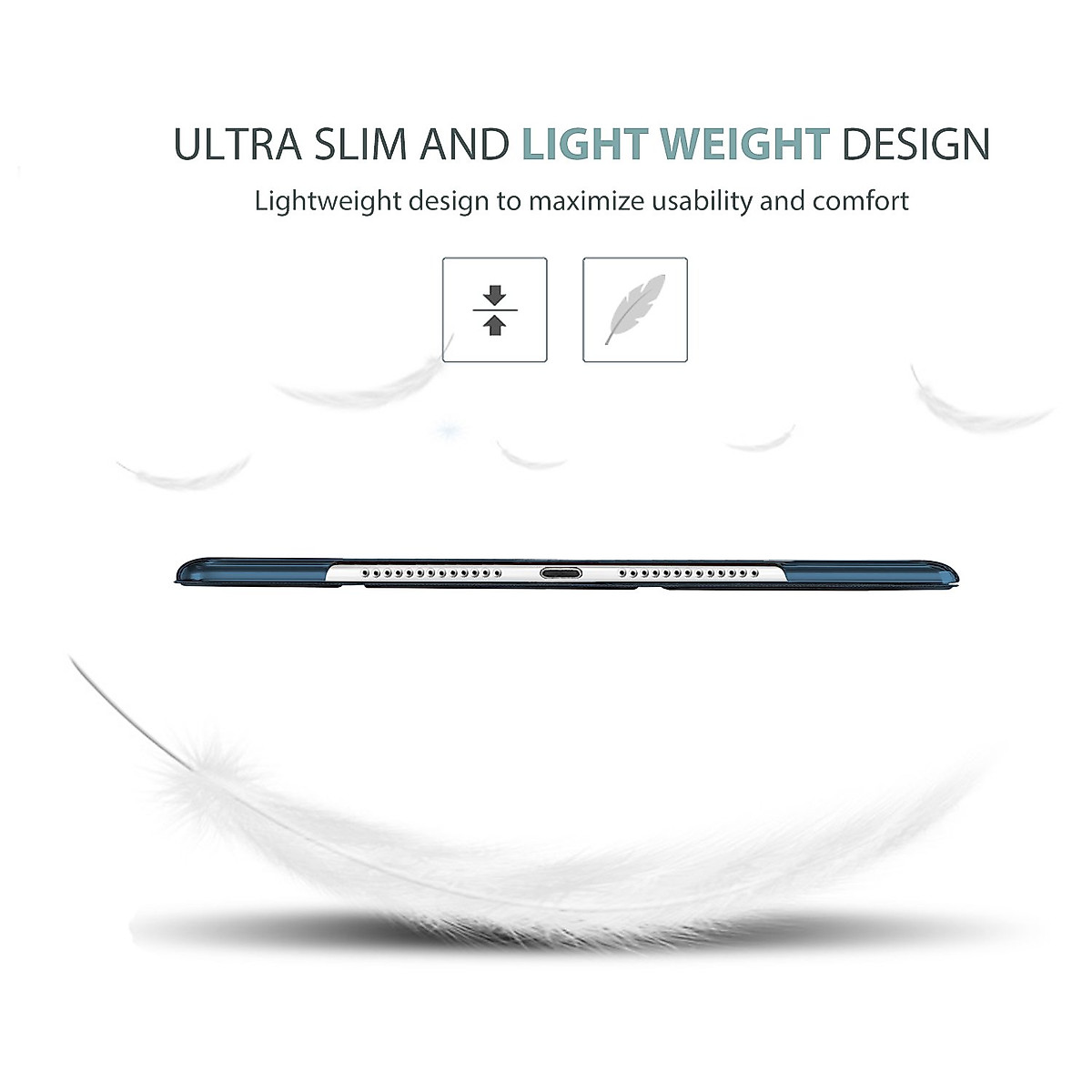 ProCase Smart Case for iPad Air 2 2014, Ultra Slim Lightweight Stand Protective Case Shell with Translucent Frosted Back Cover for iPad Air 2nd (A1566 A1567) -Navy