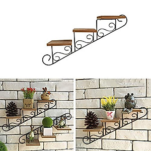 BESPORTBLE Wall Floating Shelves 1PC Staircase Wall Hanging Decor Rural Style Stair Shape Simple Clothing Store Coffee Shop Wall Household Ornament Shelf Mount Metal Shelving Rack