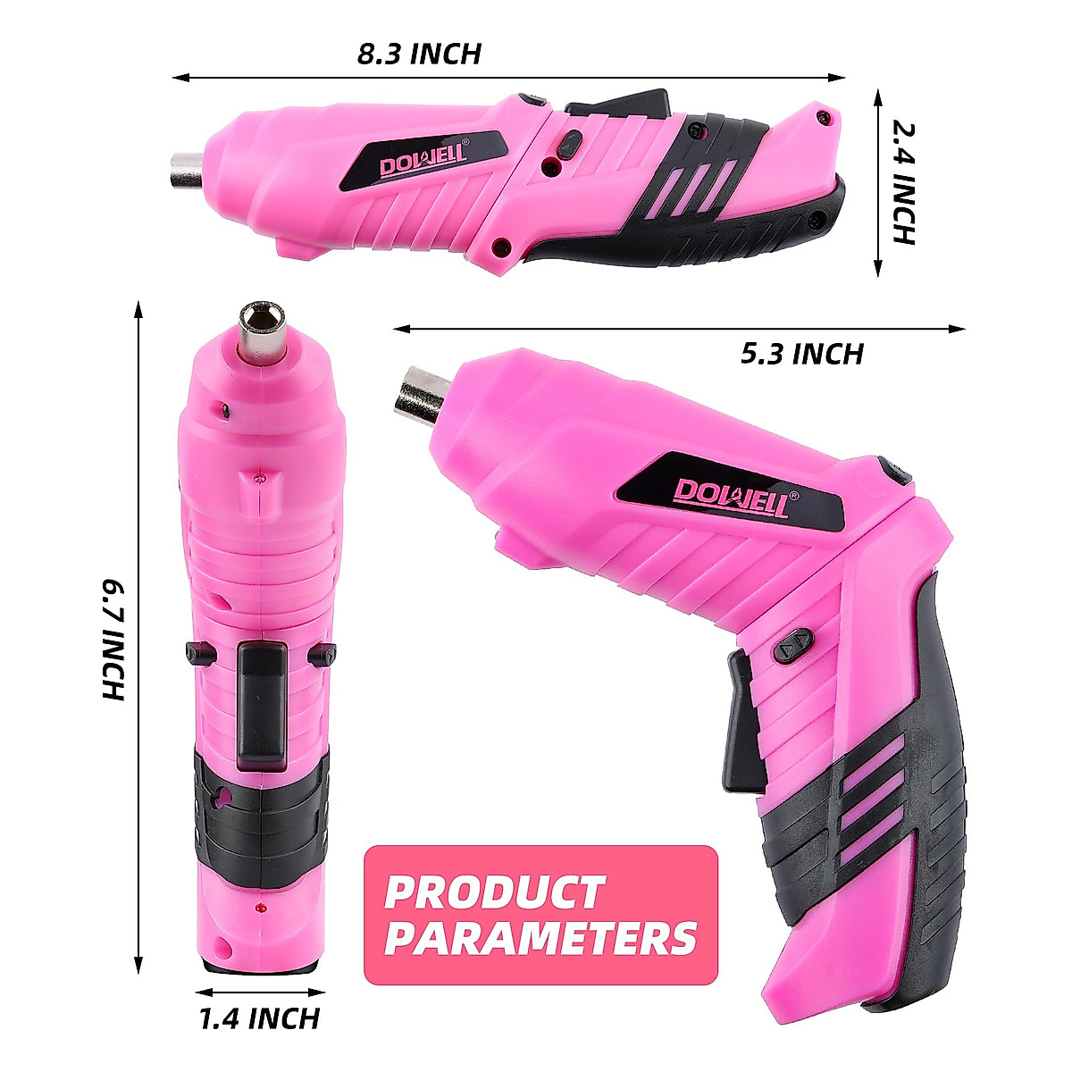 DOWELL Power Electric Cordless Screwdriver Set Rechargeable 3.6V Power Screwdriver Kit Tools for Women with 27pcs Accessories Pink