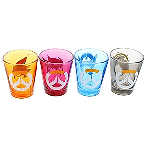 Overwatch Character Shot Glass 4-Pack, Color: Tracer, D.Va, Mercy, and Symmetra