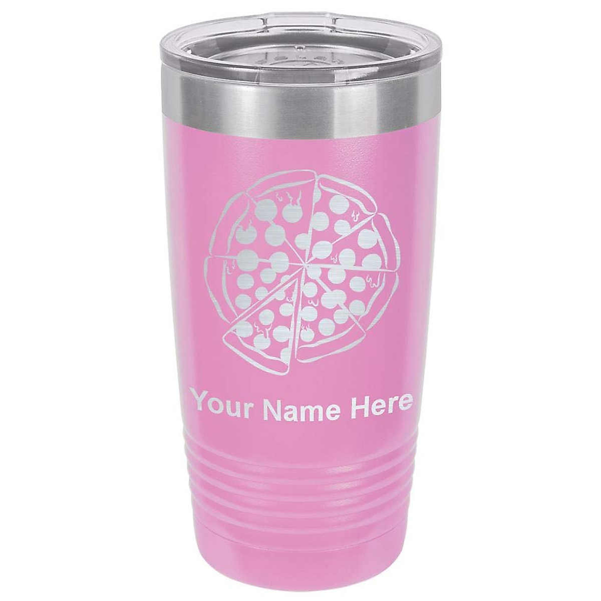 LaserGram 20oz Vacuum Insulated Tumbler Mug, Pizza, Personalized Engraving Included (Light Purple)